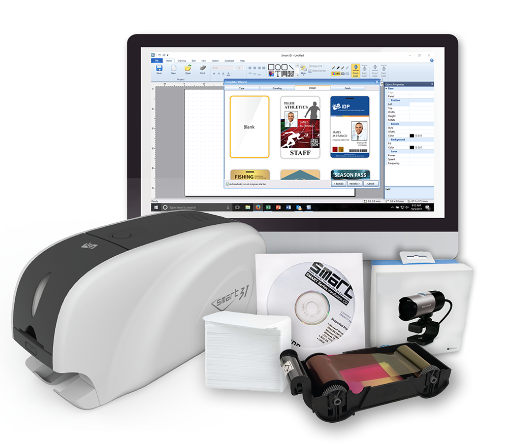 SMART-31S Simplex ID Card Printer Ethernet Bundle with Enhanced FINE ...